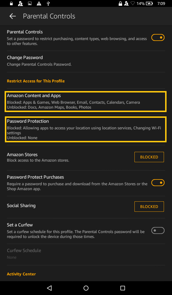 Kindle Fire’s built-in Parental Controls – CloudVeil